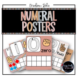 Ten Frame Number Posters 0-20: Modern Boho Neutral Classroom Decor for ...