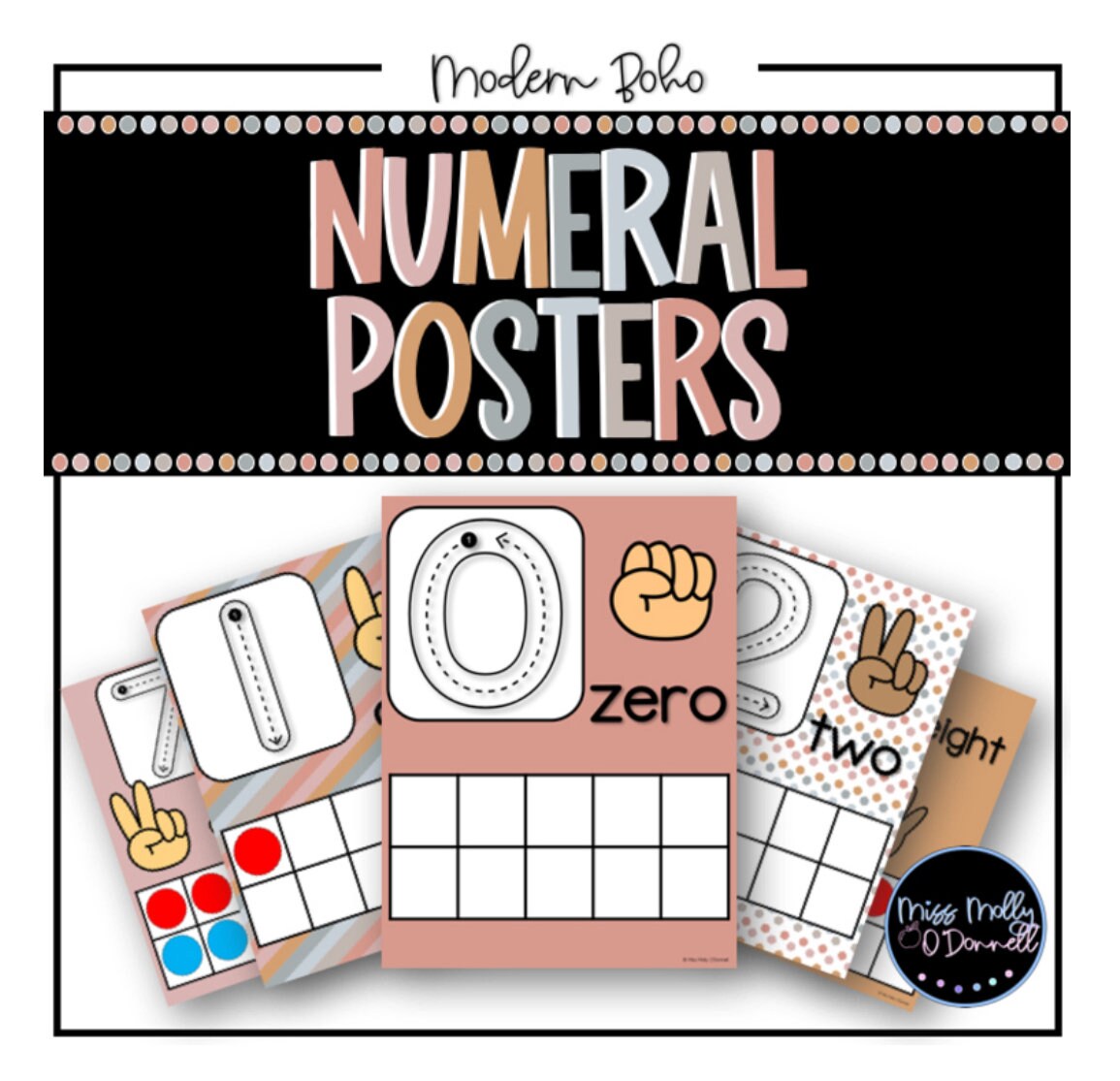 Ten Frame Number Posters 0-20: Modern Boho Neutral Classroom Decor for ...