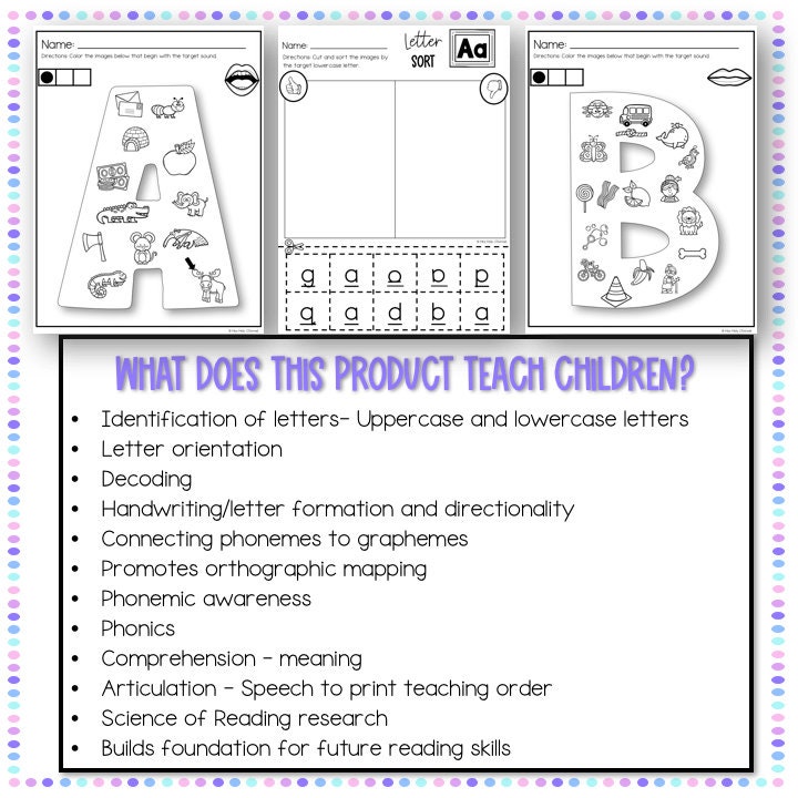 Alphabet and Letter Sound Curriculum Kindergarten ABC Busy Book ...