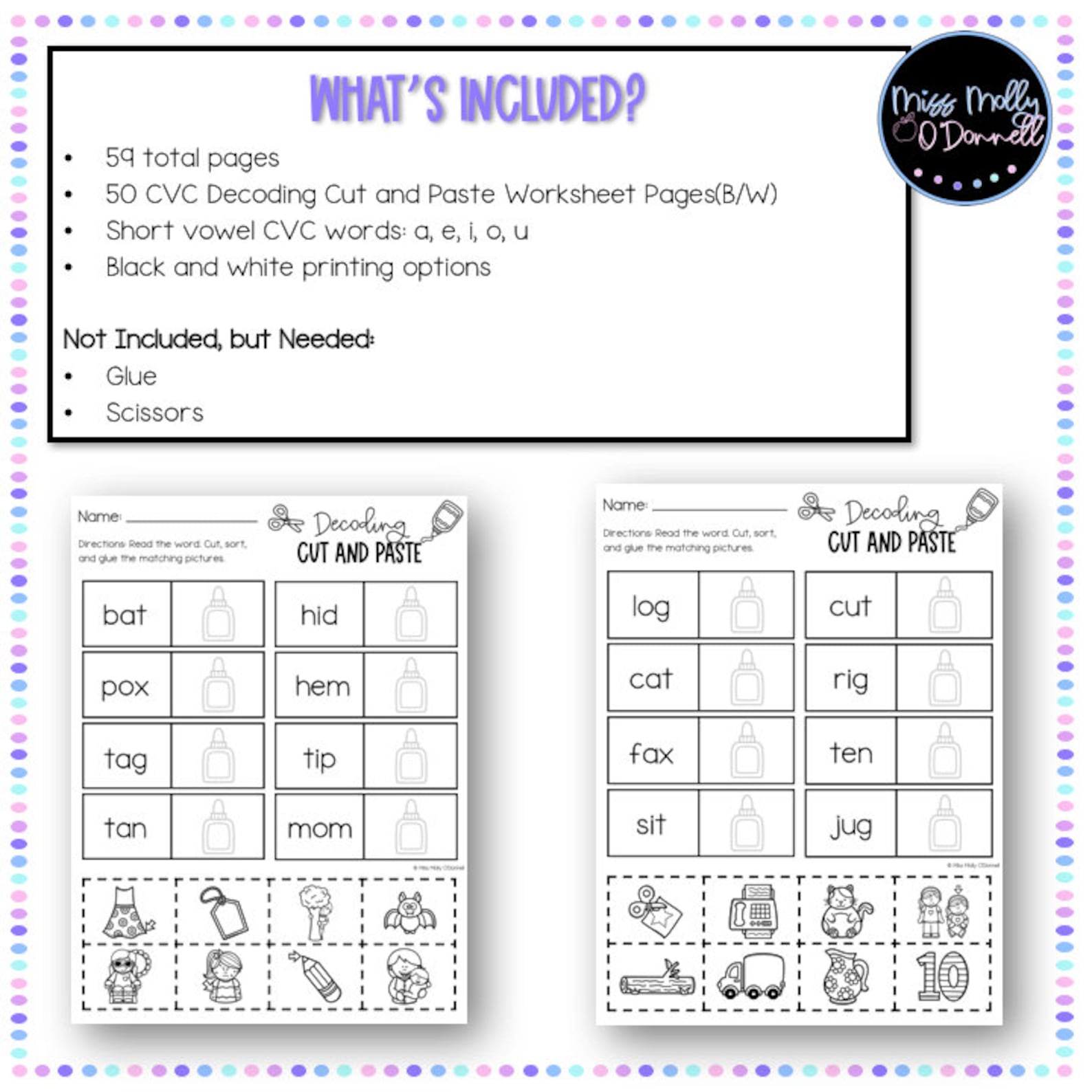 CVC Decoding Worksheet, CVC Reading Activities, Kindergarten Phonics ...