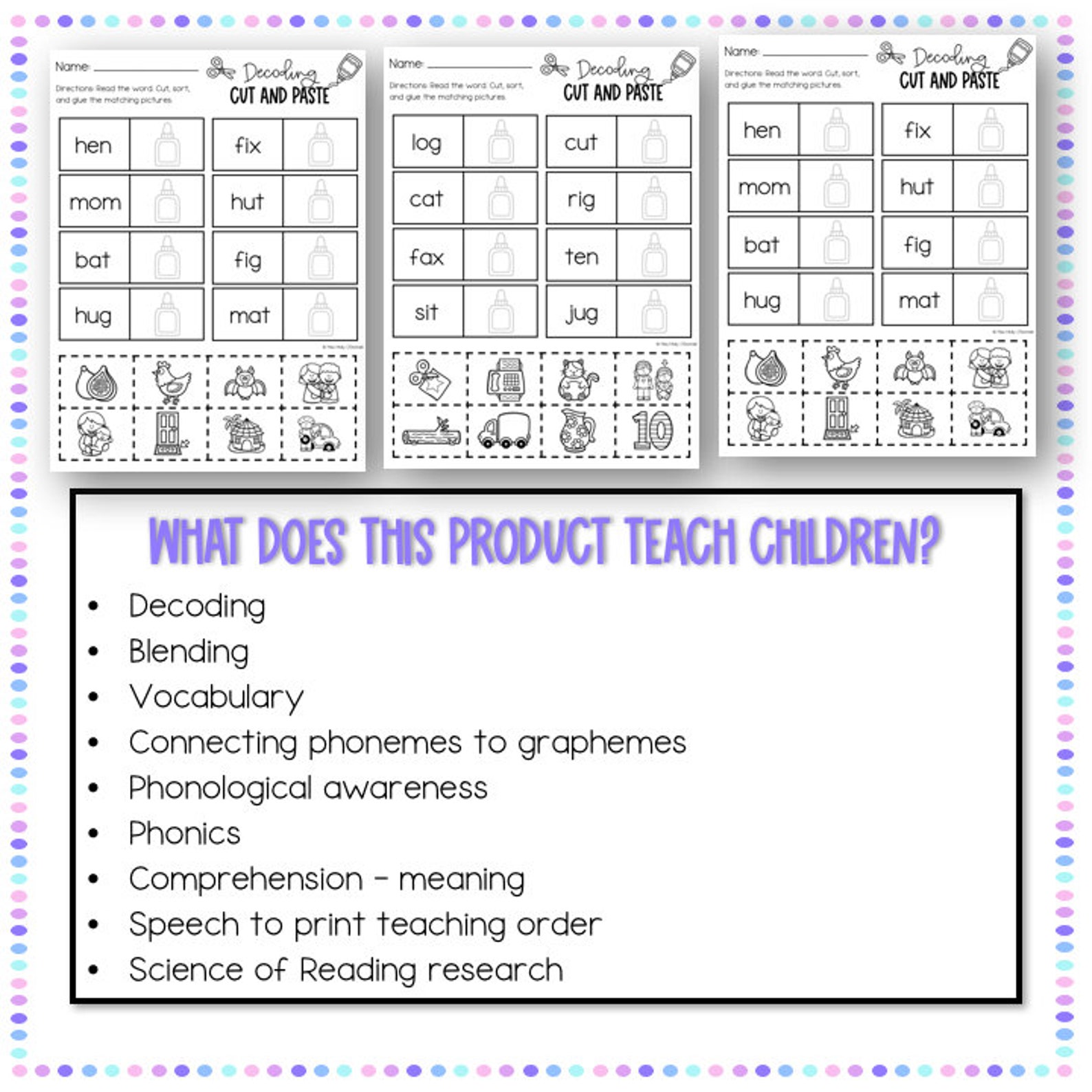 CVC Decoding Worksheet, CVC Reading Activities, Kindergarten Phonics ...