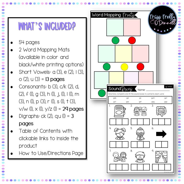 CVC Elkonin Box Printables for Kindergarten, CVC Word Mapping Worksheet ...