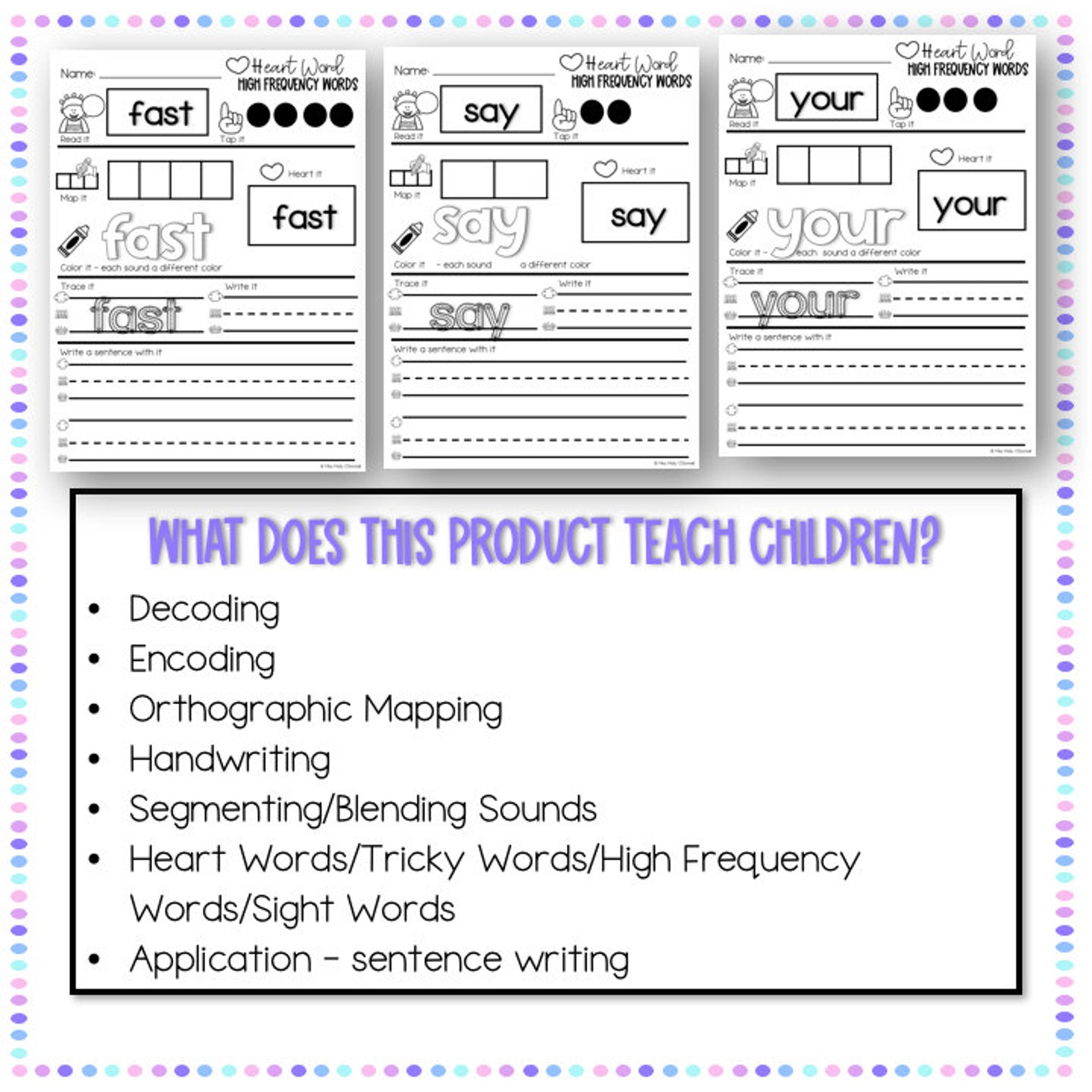 Kindergarten Sight Word Printables, Home School Heart Word Mapping ...