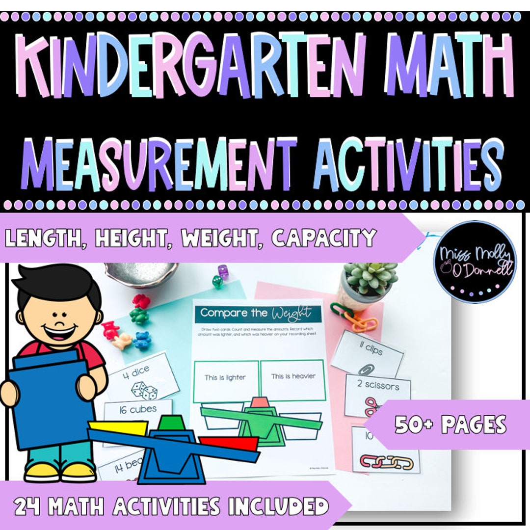 Kindergarten Measurement Activity for Math Center for Homeschool Kinder ...
