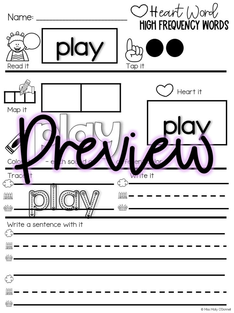 Kindergarten Sight Word Printables, Home School Heart Word Mapping ...