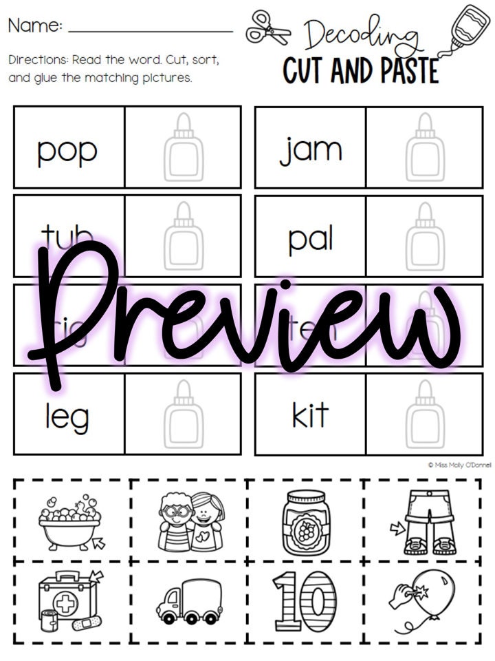 CVC Decoding Worksheet, CVC Reading Activities, Kindergarten Phonics ...