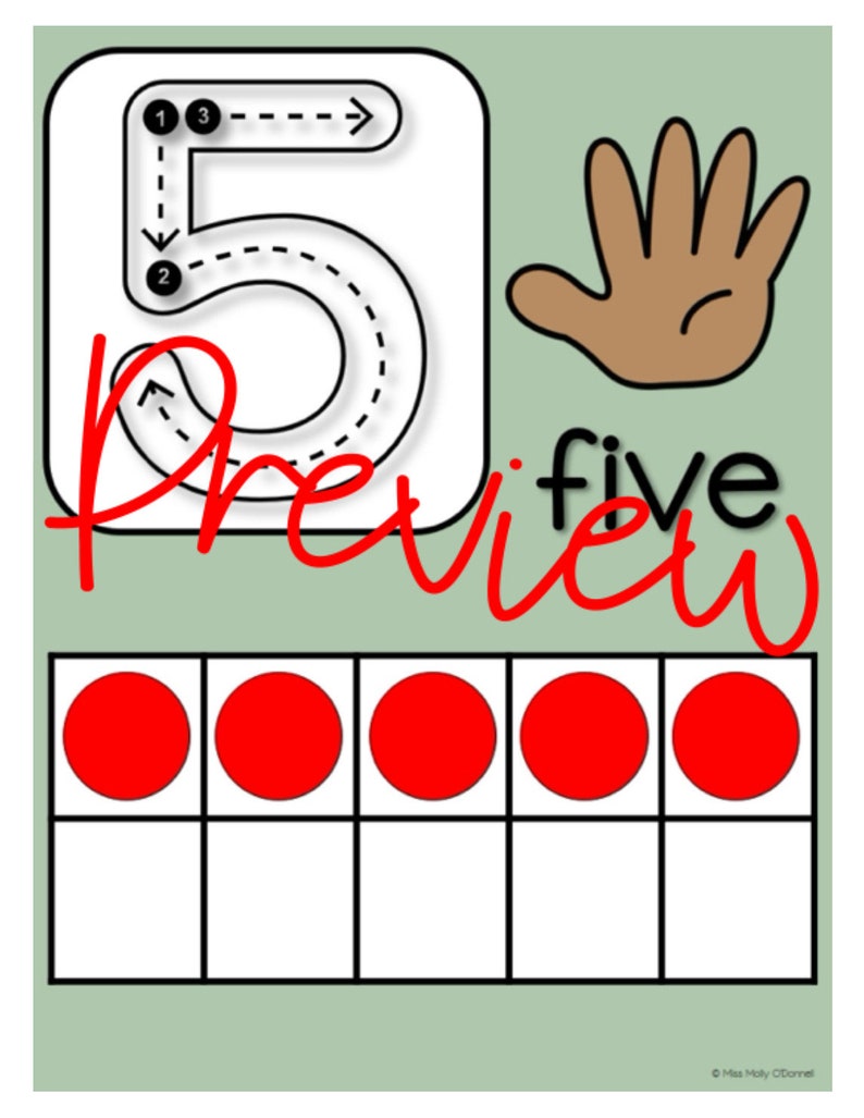 Ten Frame Number Poster 0-20: Eucalyptus Classroom Decor, Green ...