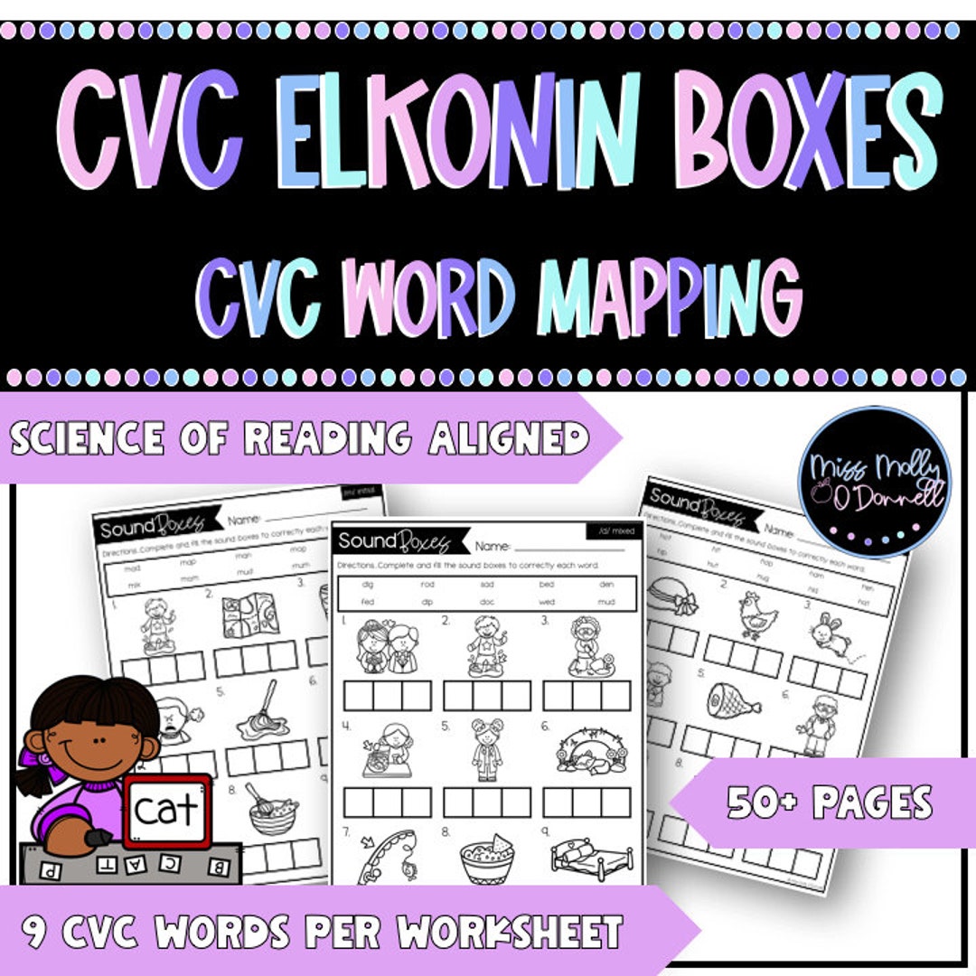 CVC Elkonin Box Printables for Kindergarten, CVC Word Mapping Worksheet ...