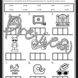 Cvce Elkonin Box Printables, Cvce Word Mapping Worksheets, Silent E ...