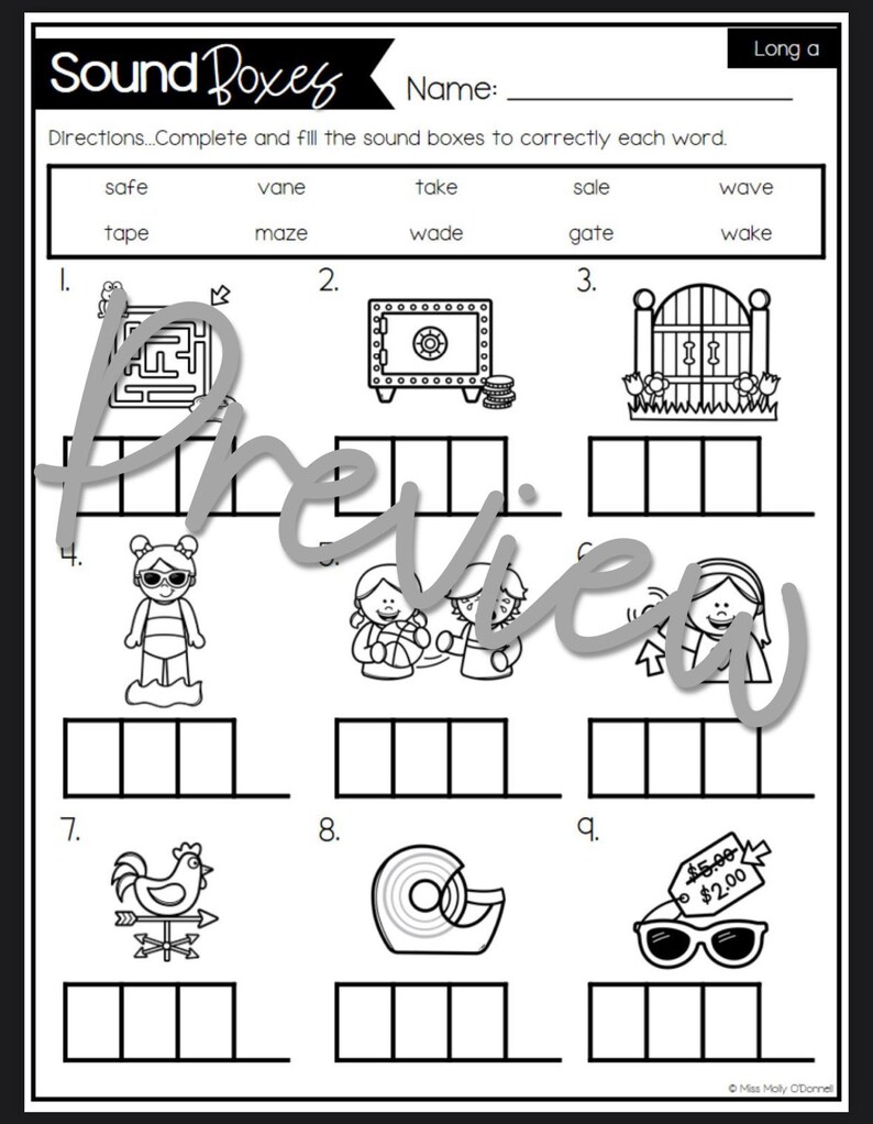 Cvce Elkonin Box Printables, Cvce Word Mapping Worksheets, Silent E ...