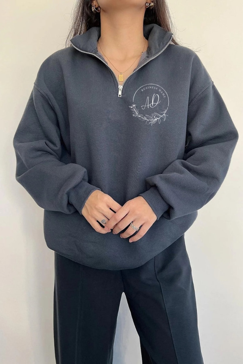 Business Logo Quarter Zip Sweatshirt, Your Company Custom Sweatshirt ...