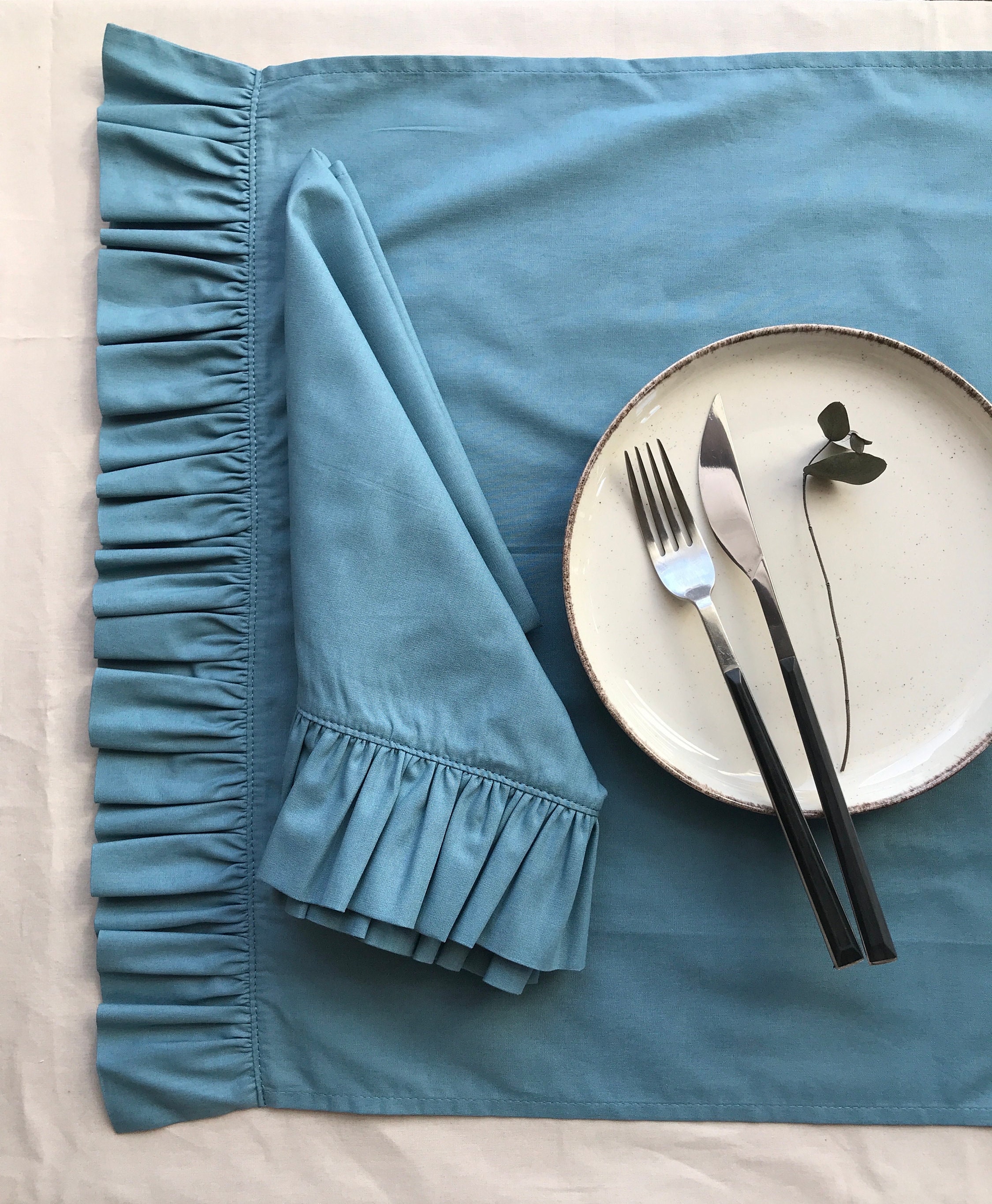 40 Color Options! Elegant Ruffled Cotton Table Napkins, Custom Sizes ...