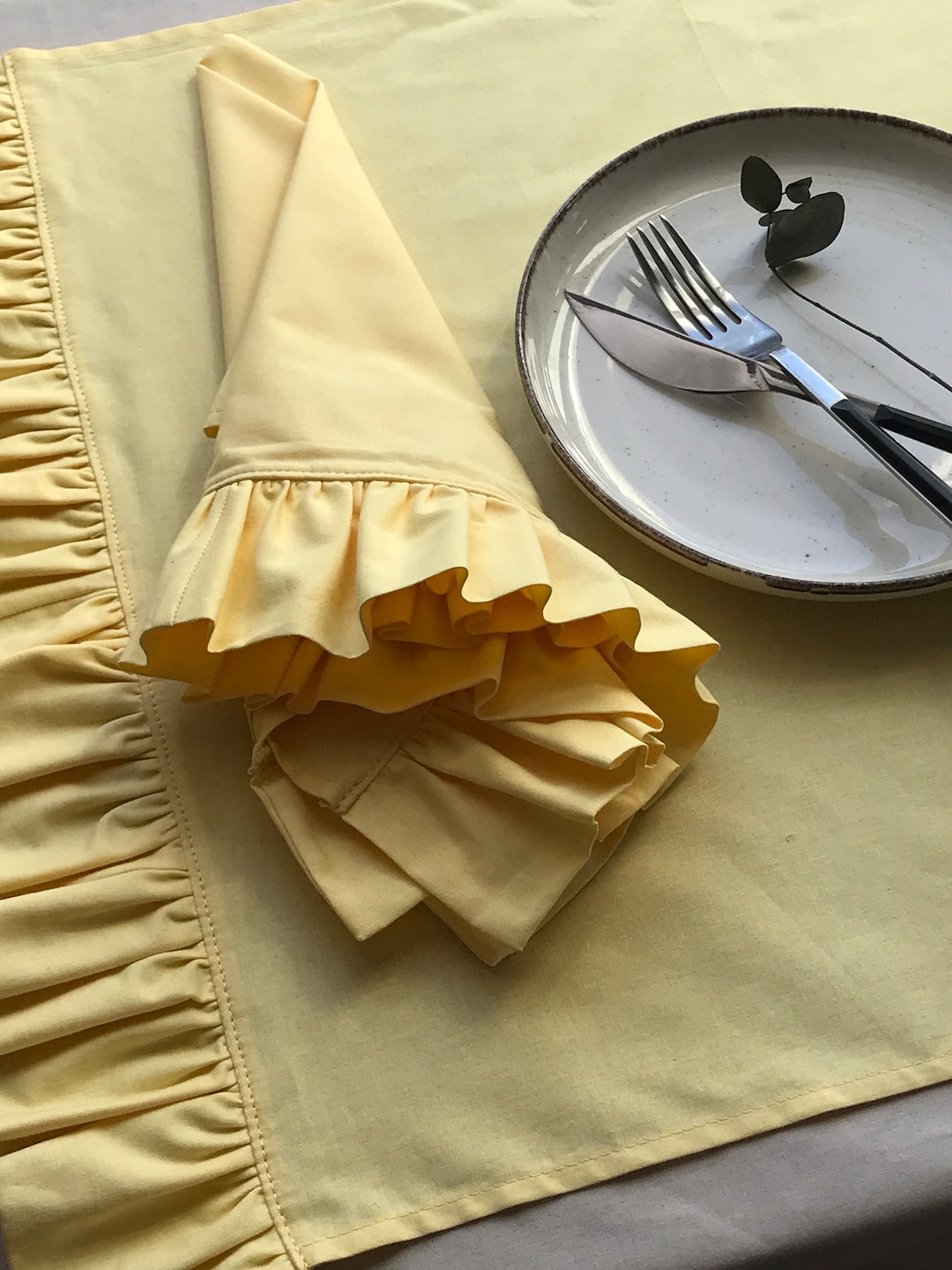 40 Color Options! Elegant Ruffled Cotton Table Napkins, Custom Sizes ...