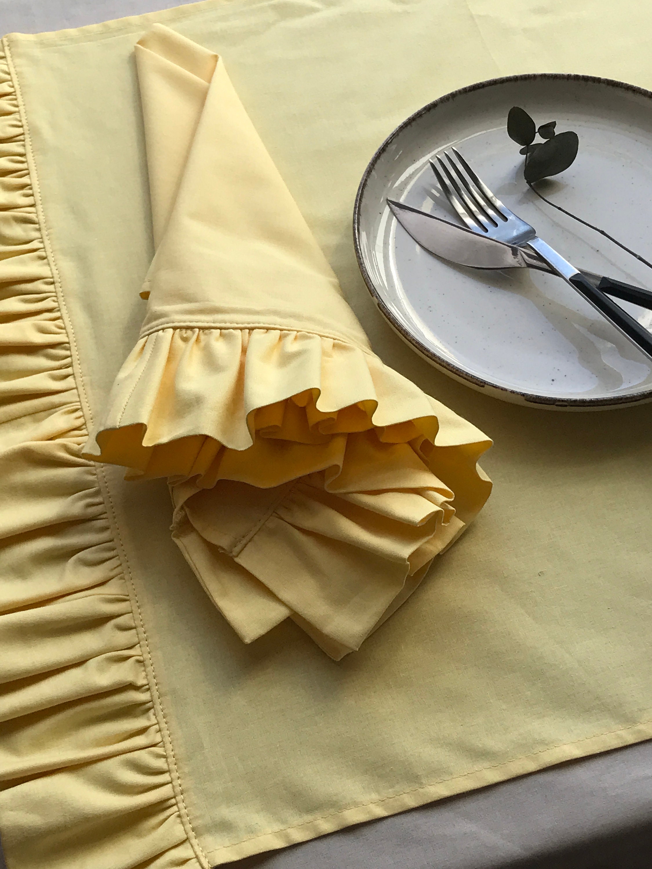 40 Color Options! Elegant Ruffled Cotton Table Napkins, Custom Sizes ...