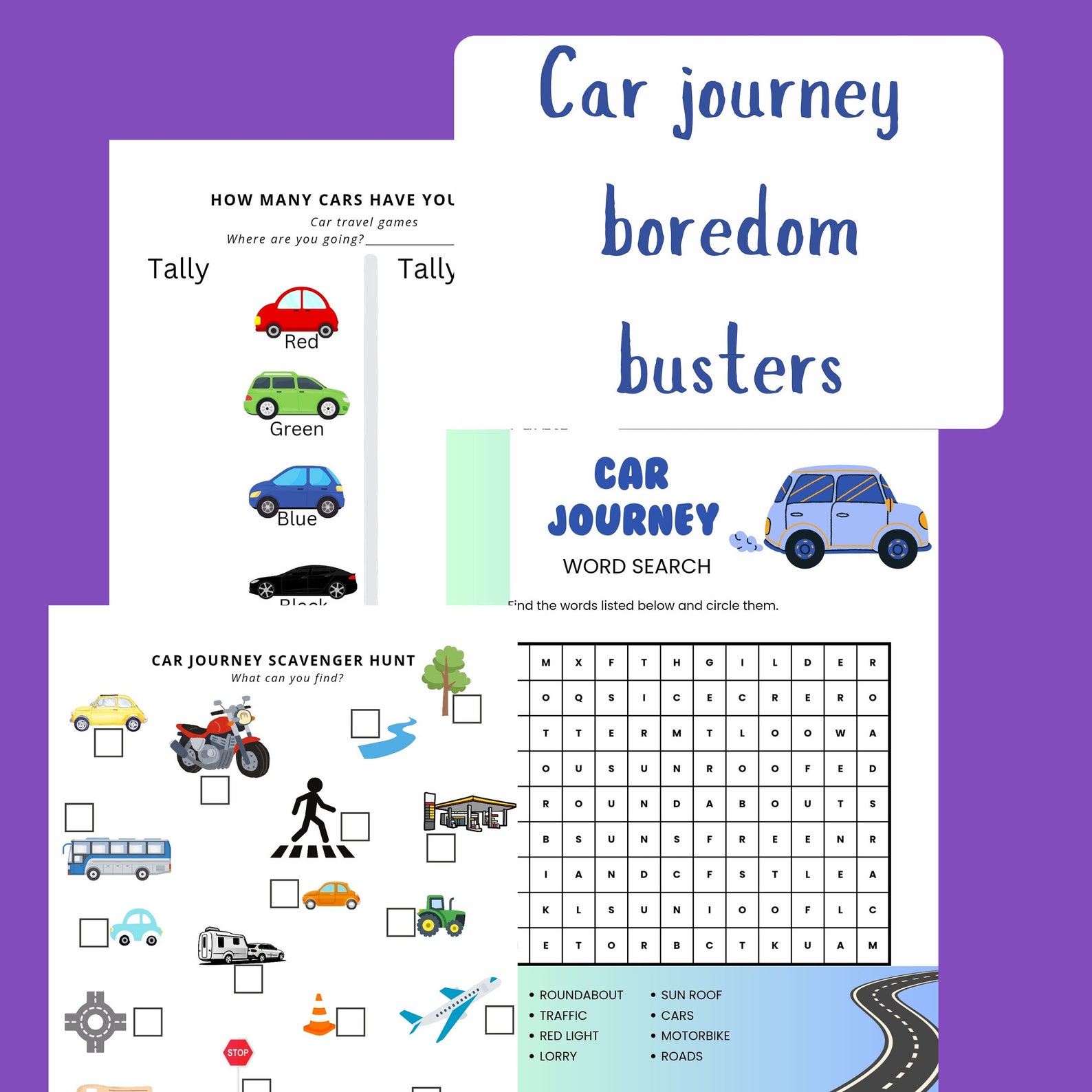 Car Journey Games. Scavenger Hunt. Word Search. Kids Travel Games ...