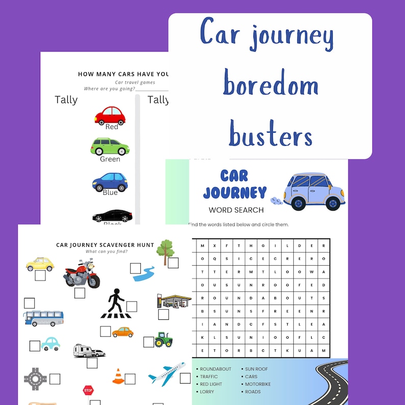 Car Journey Games. Scavenger Hunt. Word Search. Kids Travel Games ...