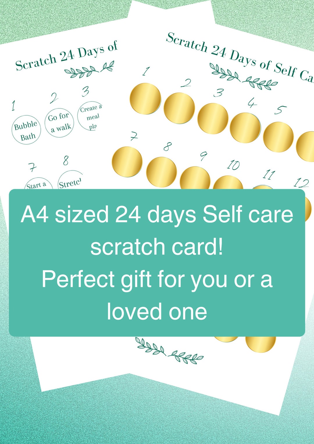 24 Days of Self Care A4 Scratch Card. Self Care Gift. Scratch Card. - Etsy