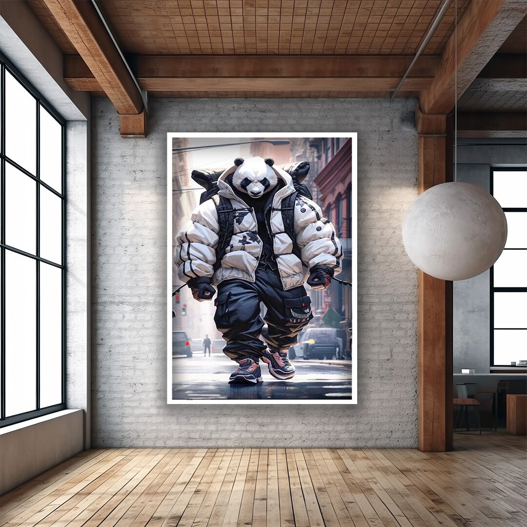 Panda Wall Art, Panda Wearing Clothes Canvas Print, Cool Panda Canvas ...