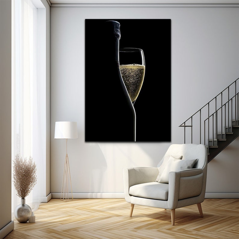 Wine Bottle & Glass Canvas Art, Wine Canvas Poster, Wine Glass Print ...