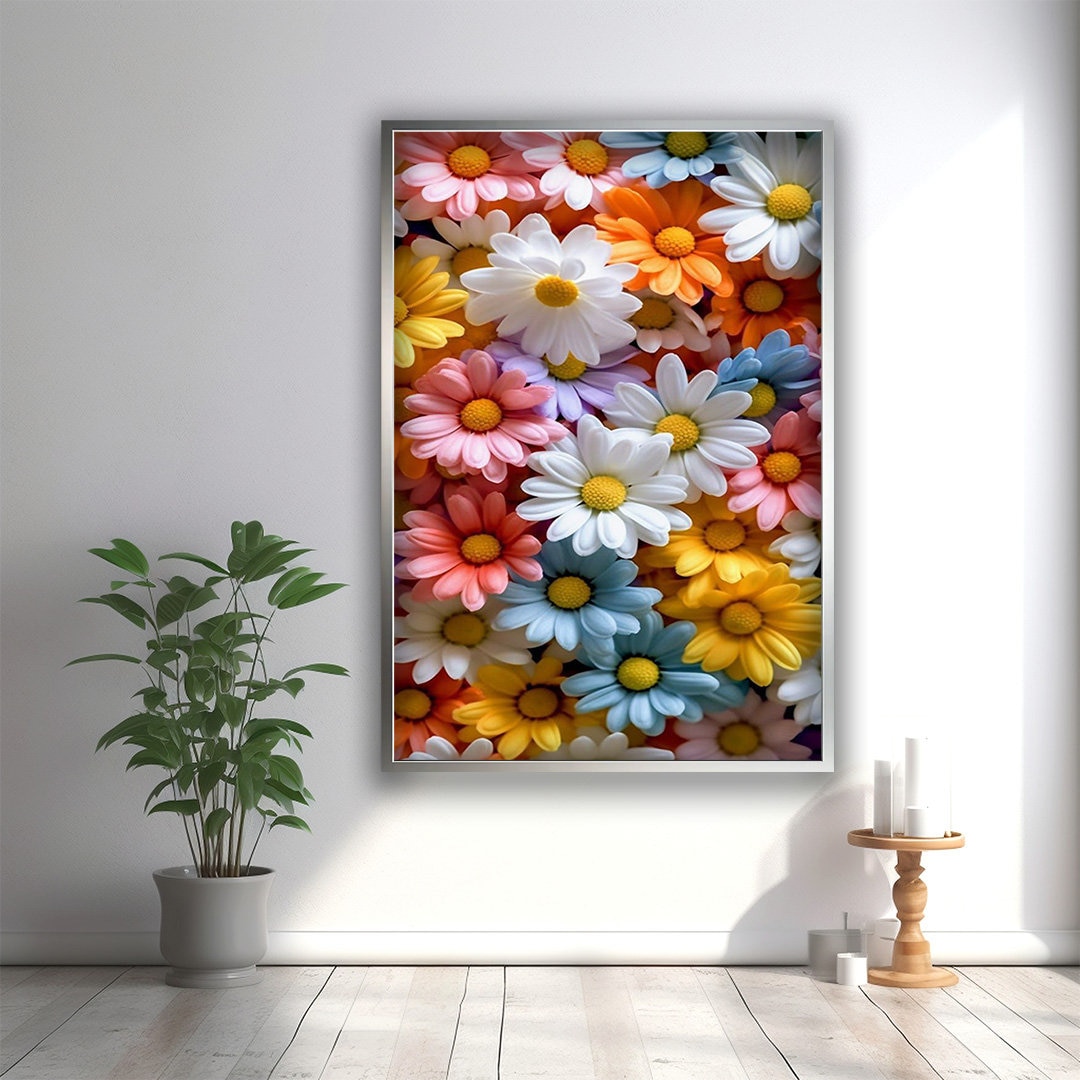 Colourful Daisies Canvas Art, Colorful Flower Canvas Print, Colourful ...