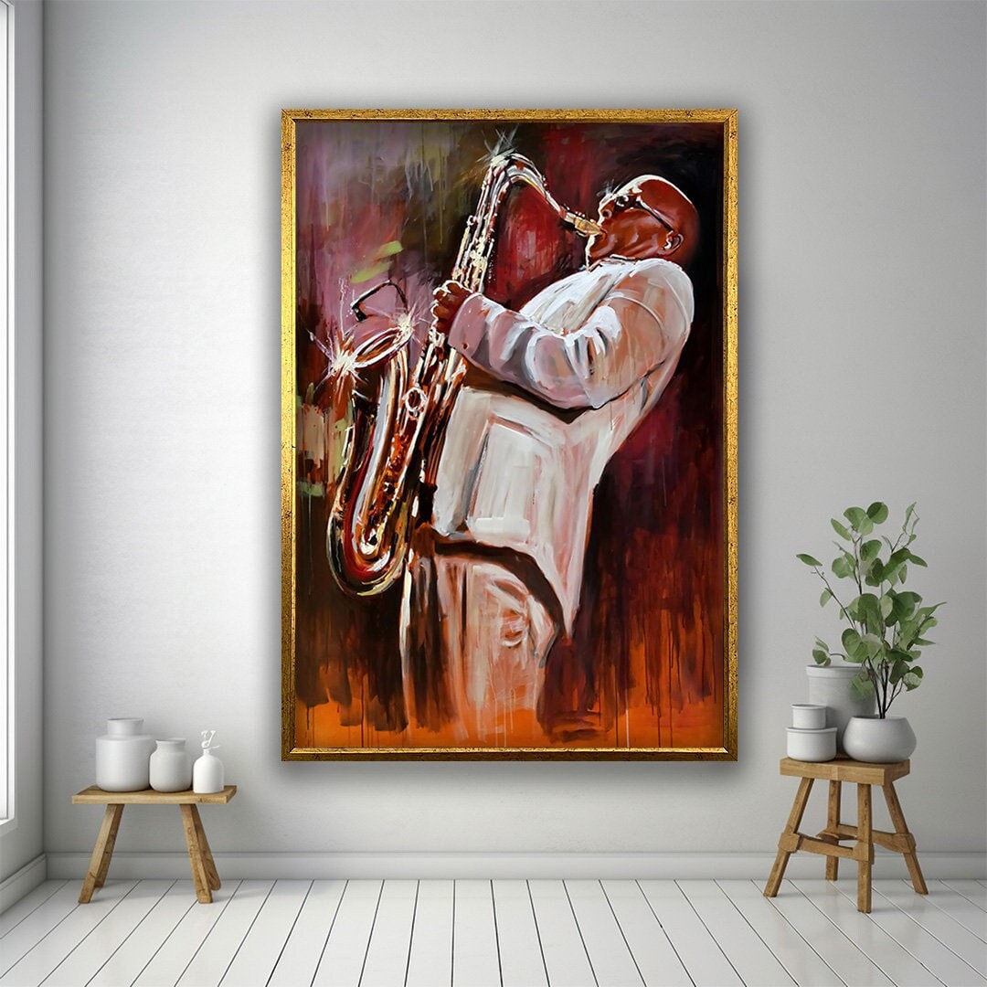 Impression sur toile joueur de saxophone, oeuvre d'art sur toile ...
