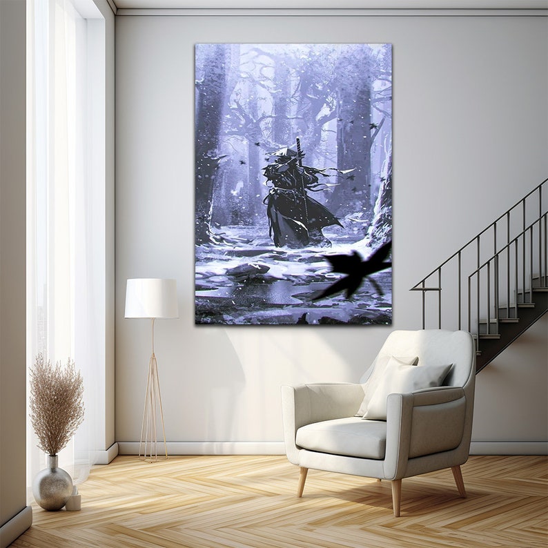 Samurai Man Canvas Print, Samurai in the Forest Canvas, Samurai ...