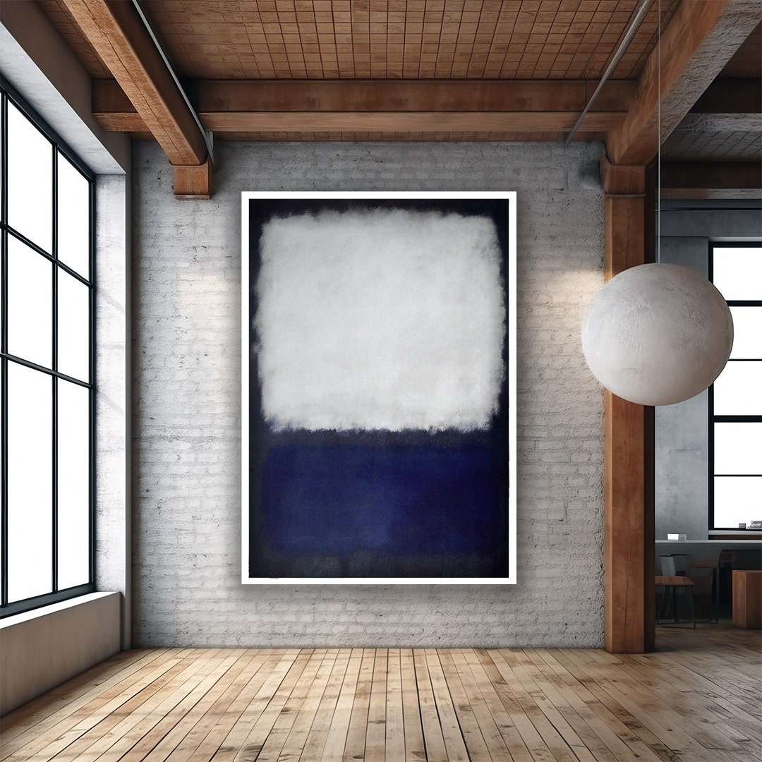 Mark Rothko White and Dark Blue Canvas Art, Mark Rothko Colored Wall ...