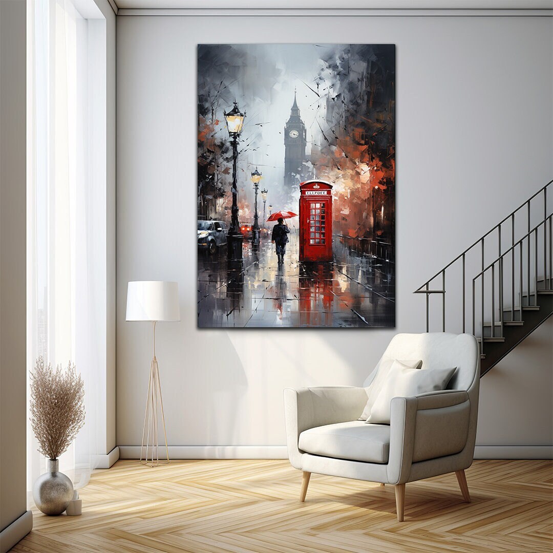 London Streetscape Canvas Art, Big Ben and Telephone Booth Wall Art ...