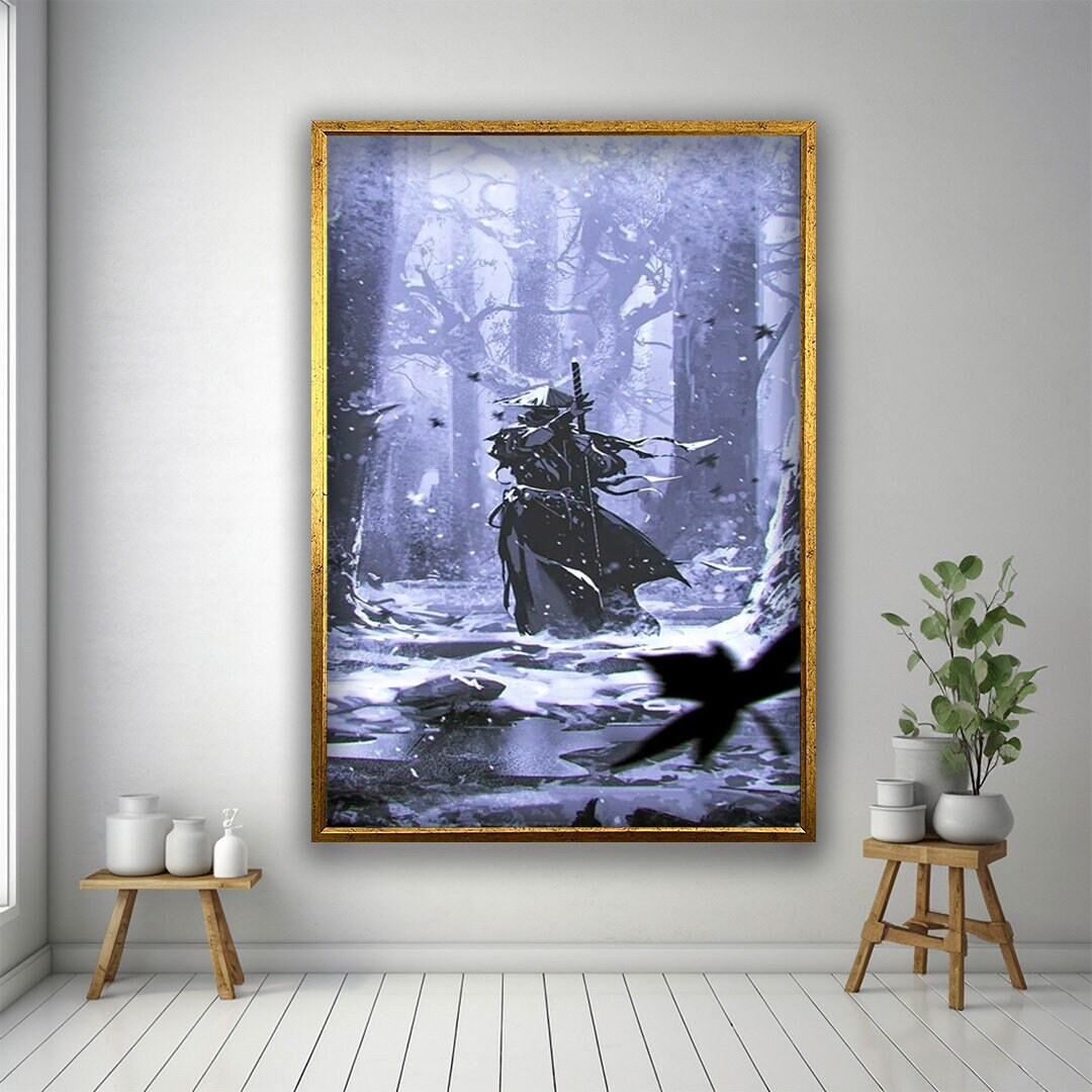 Samurai Man Canvas Print, Samurai in the Forest Canvas, Samurai ...