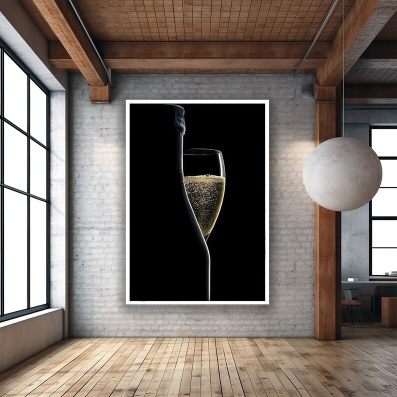 Wine Bottle & Glass Canvas Art, Wine Canvas Poster, Wine Glass Print ...