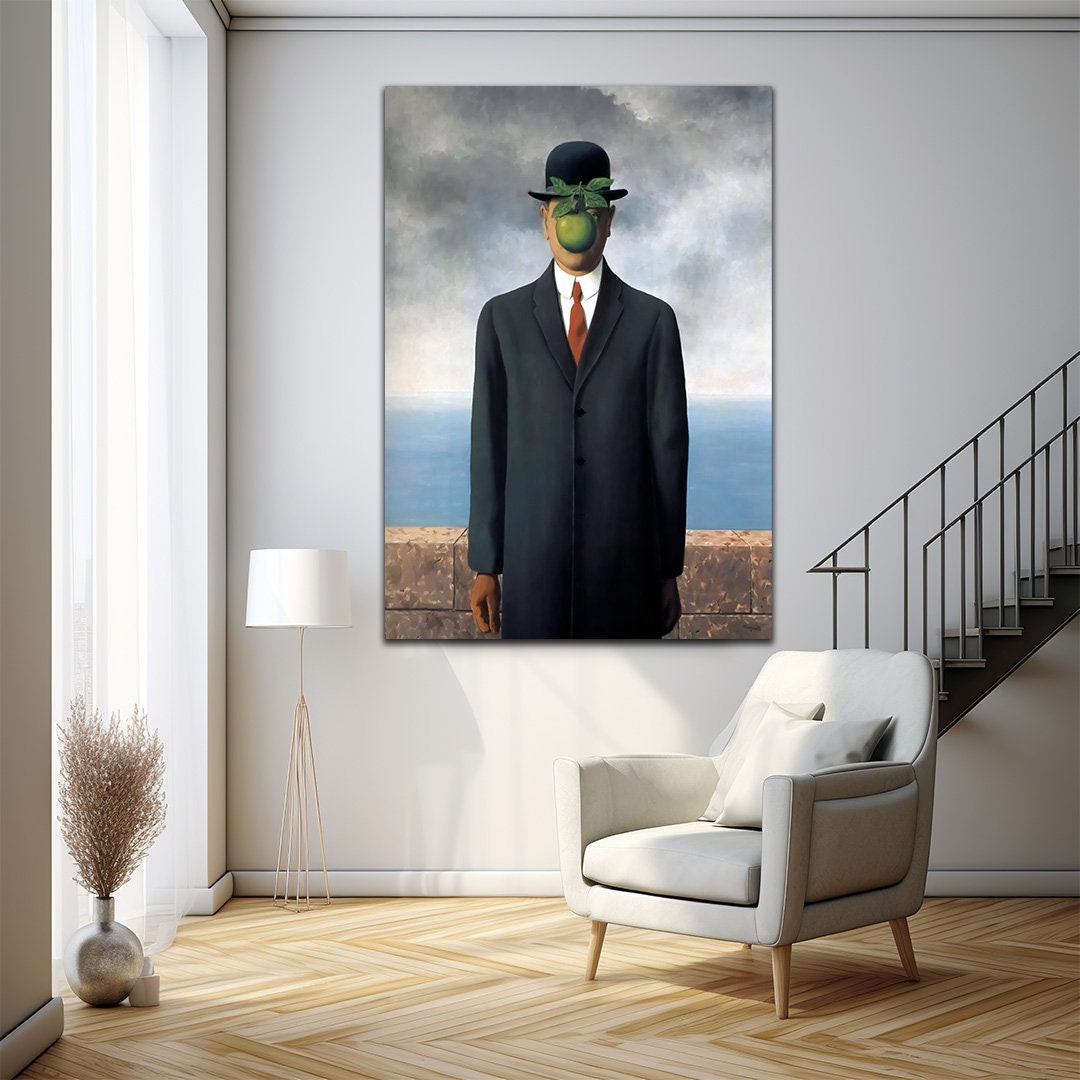 René Magritte de zoon van de mens 1964 kunst aan de muur, Rene Magritte ...