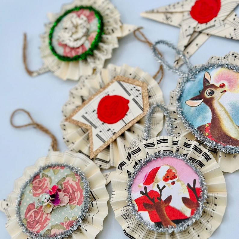 Handmade Vintage Paper Christmas Ornaments - Set of 9 - Etsy