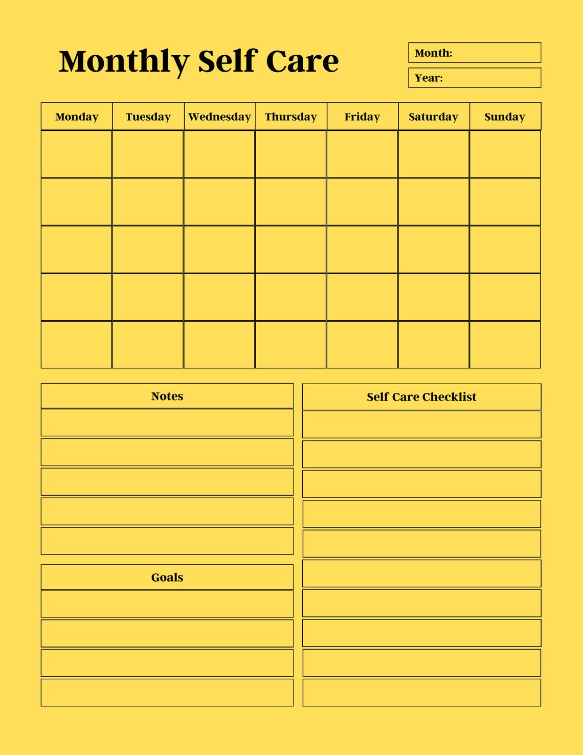Self Care Monthly Planner Digital Planner, Goodnotes Planner, iPad ...