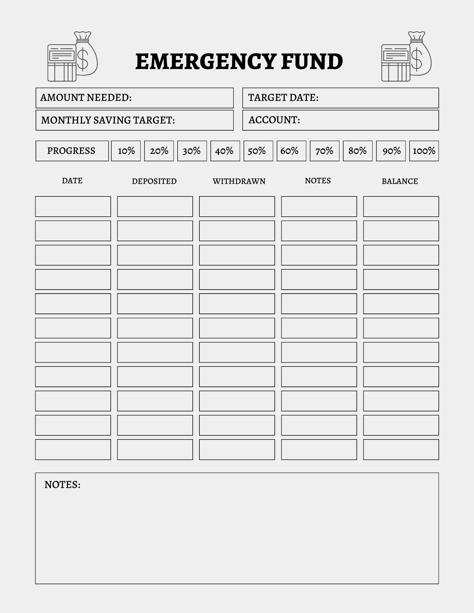 Savings Challenge, Emergency Fund Tracker, Savings, Debt Payment ...