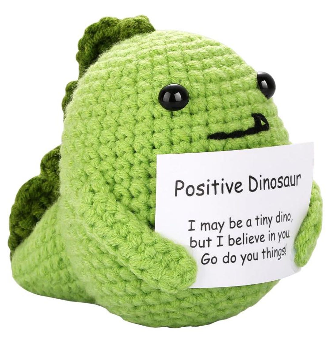 Funny Crochet Positive Dinosaur Toy Plushies Handmade Emotional Cheer ...