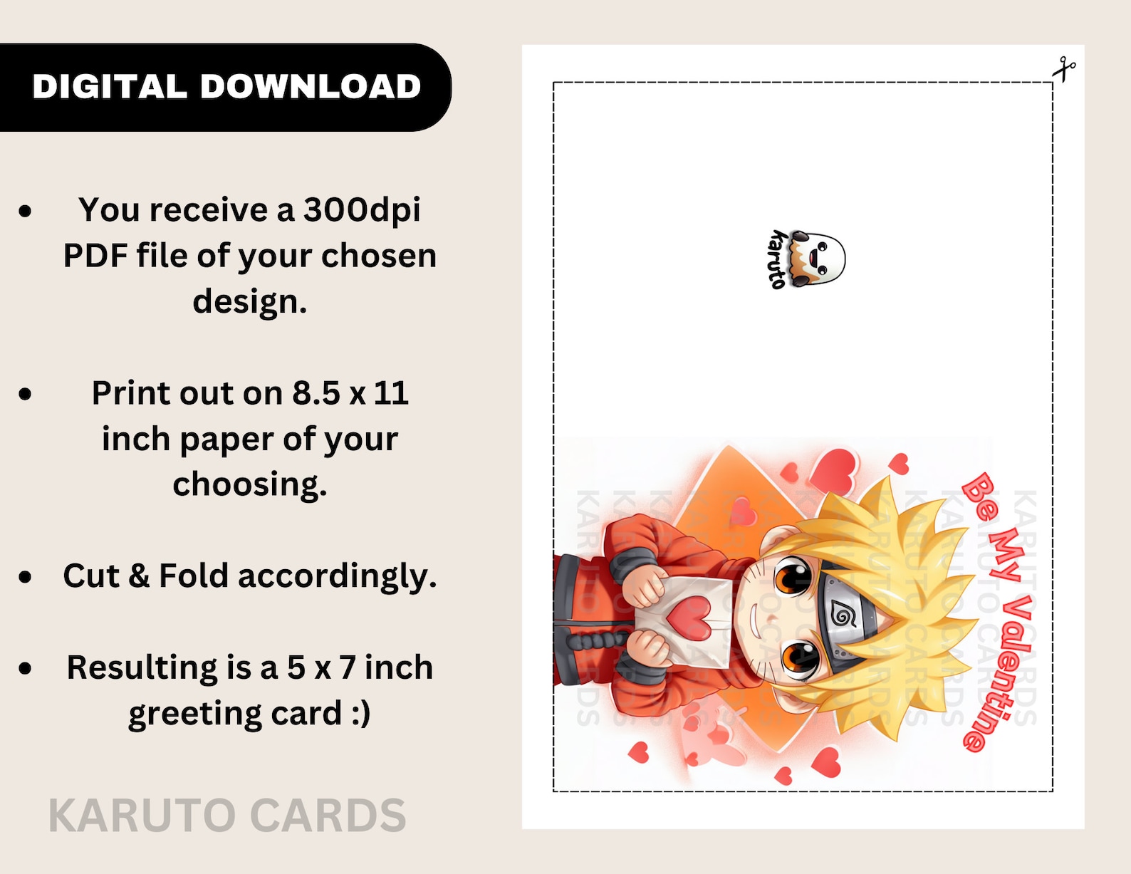 Naruto Valentines Day Card Classroom Valentines Card for Kids Printable ...
