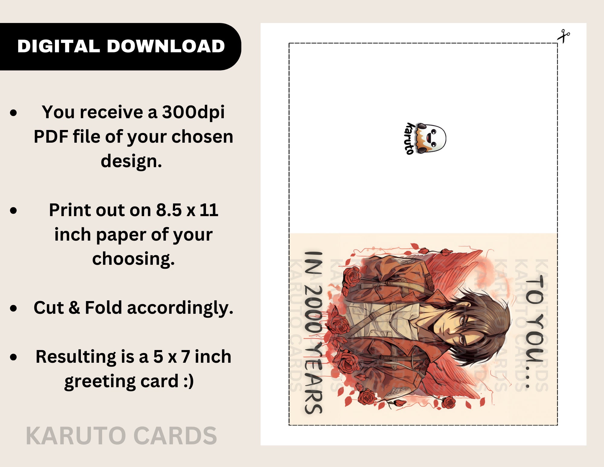 Anime Anniversary Card Printable Valentines Day Card Instant Download ...