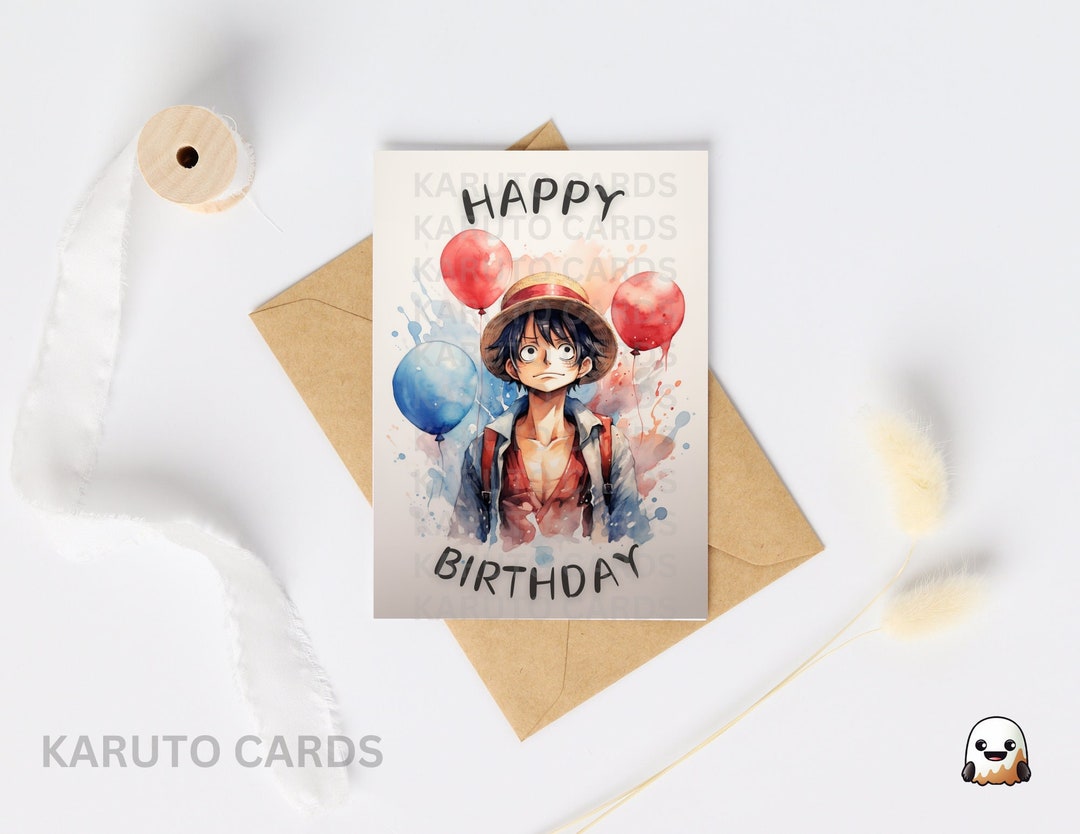 Happy Birthday Card DIGITAL Download Printable Greeting Card Luffy One ...