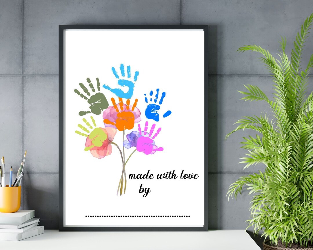 Fathers Day Handprint Art Craft , Flower Keepsake, Floral Bouquet DIY ...