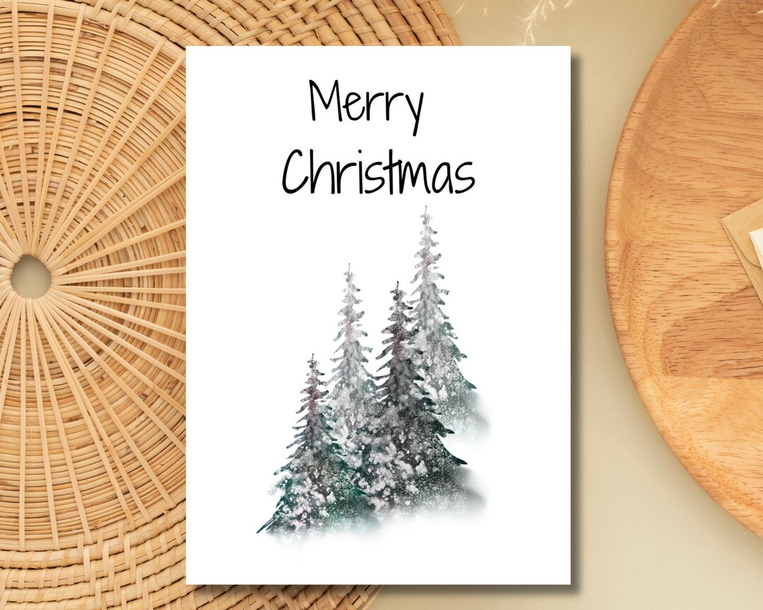 Merry Christmas Greeting Card, Printable Foldable Card, 5x7 Holiday ...