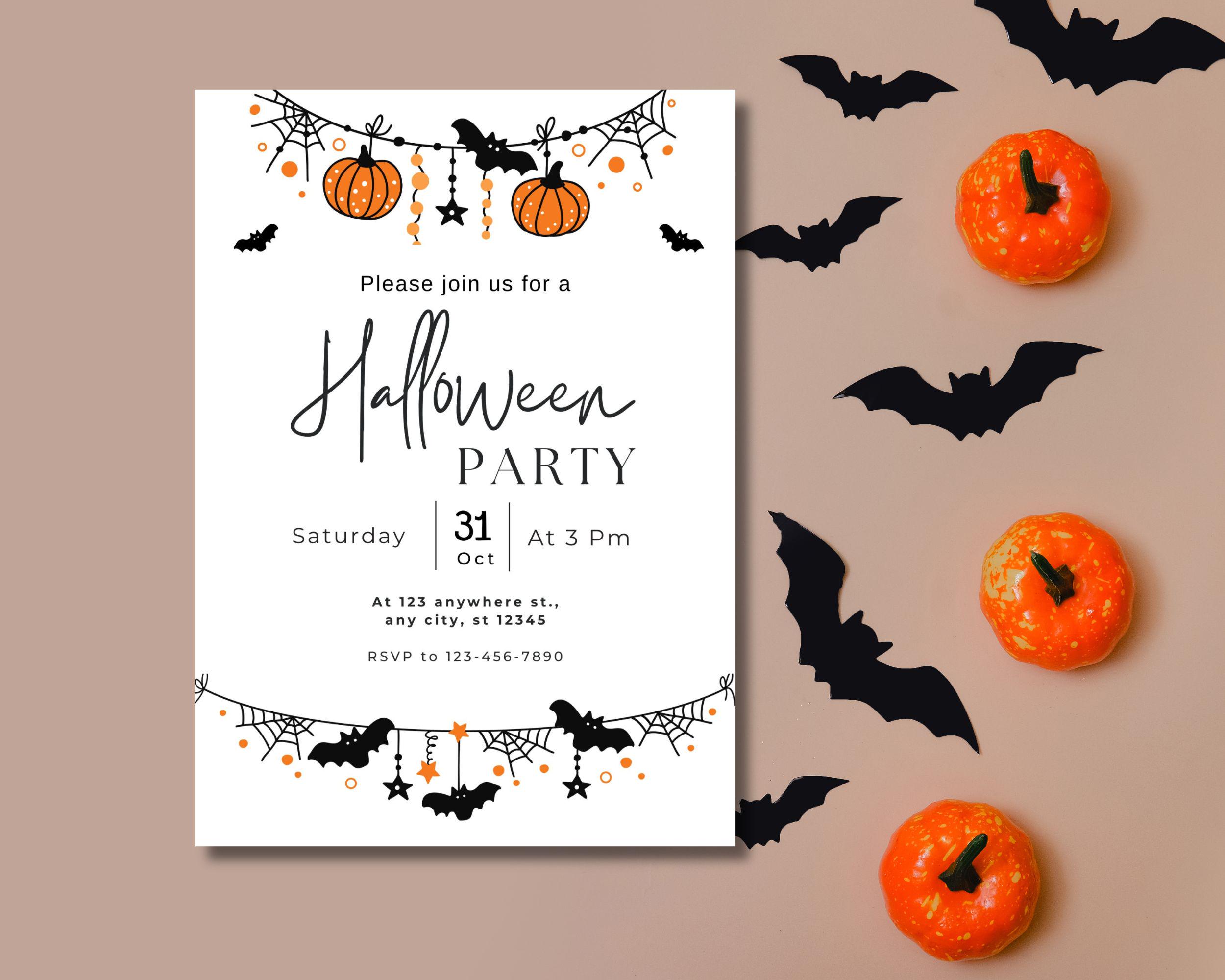 Editable Printable Halloween Party Invitation | DIY Trick or Treat Bash ...