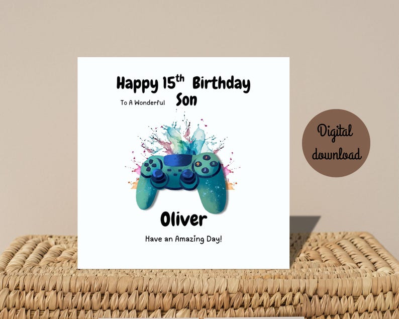 Editable Gamer Birthday Card: Video Game Controller Design (digital ...