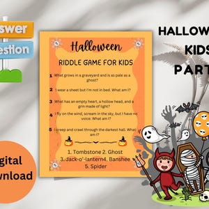 Printable Spooky Riddles for Kids Halloween Party Game 2024 Classroom ...