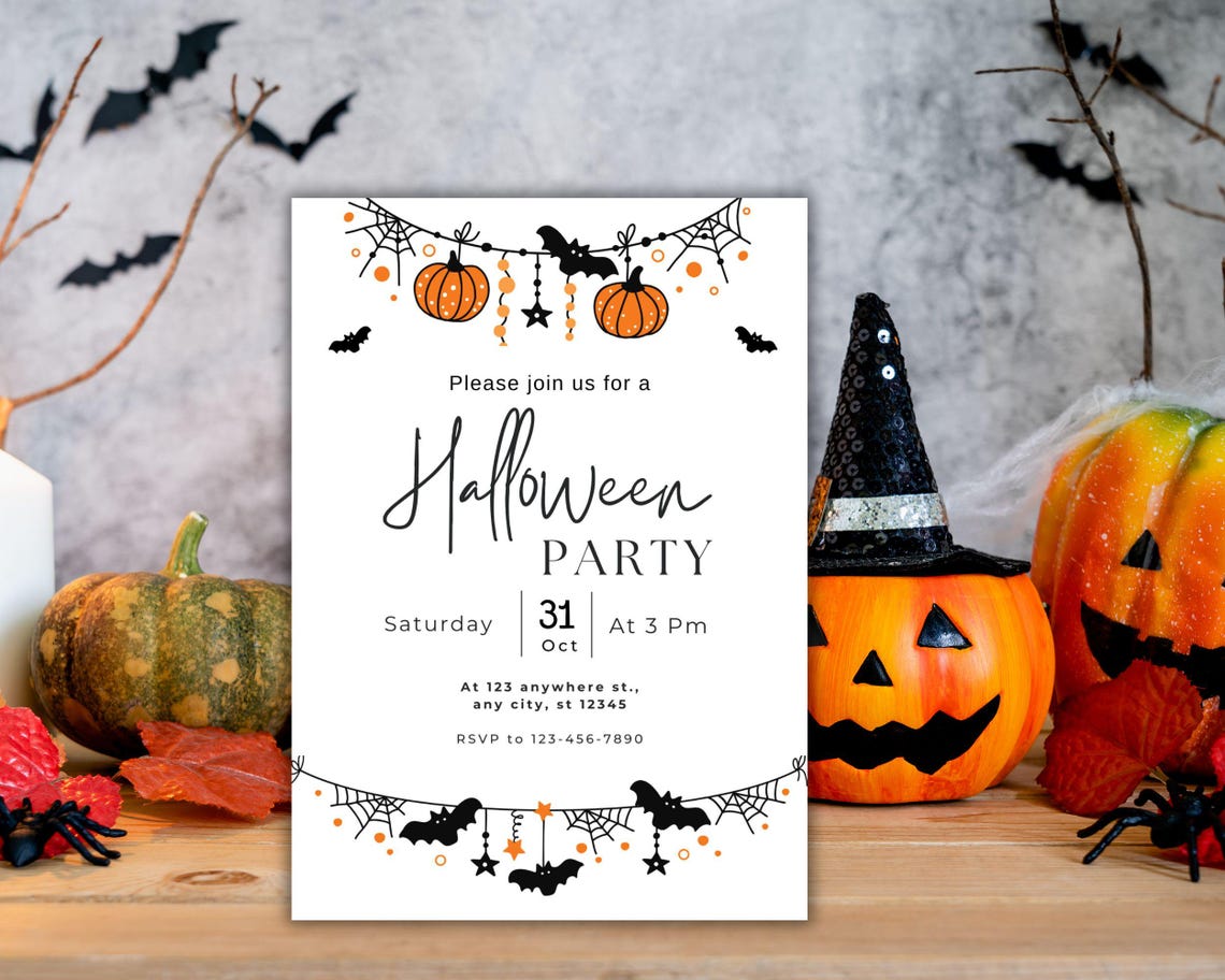 Editable Printable Halloween Party Invitation | DIY Trick or Treat Bash ...