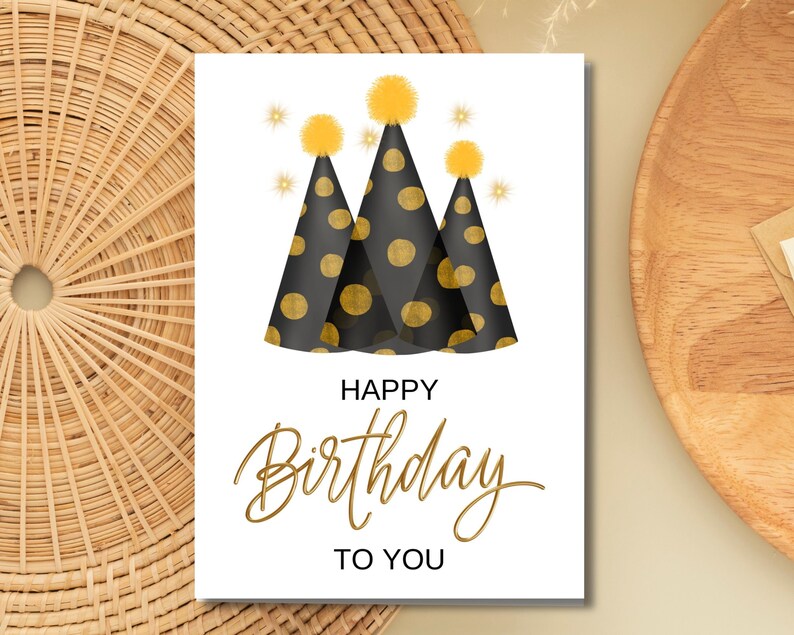 Printable Birthday Card Featuring Colorful Birthday Hats Printable ...