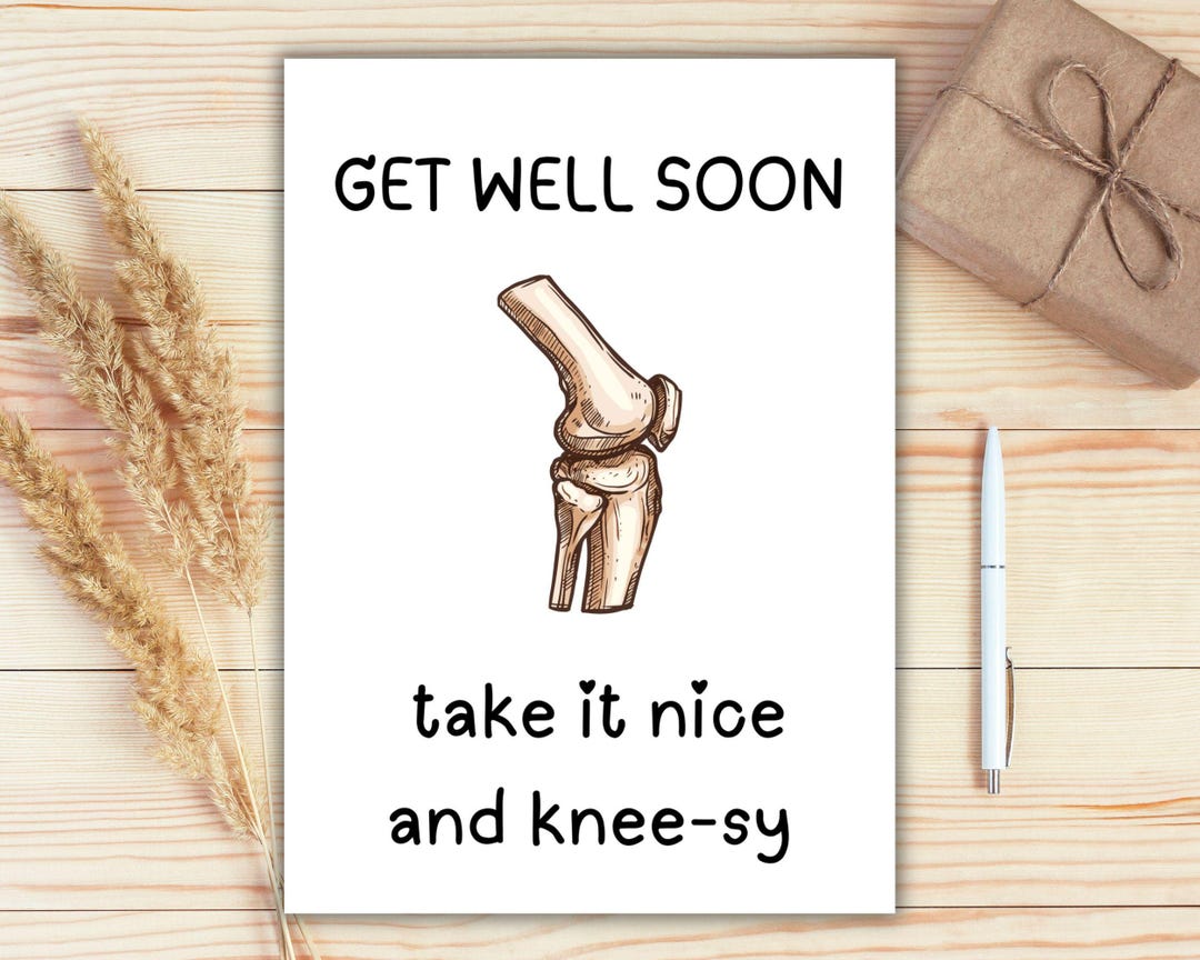 Knee Replacement Get Well Card: Cheerful Recovery (PDF Download 5x7in ...