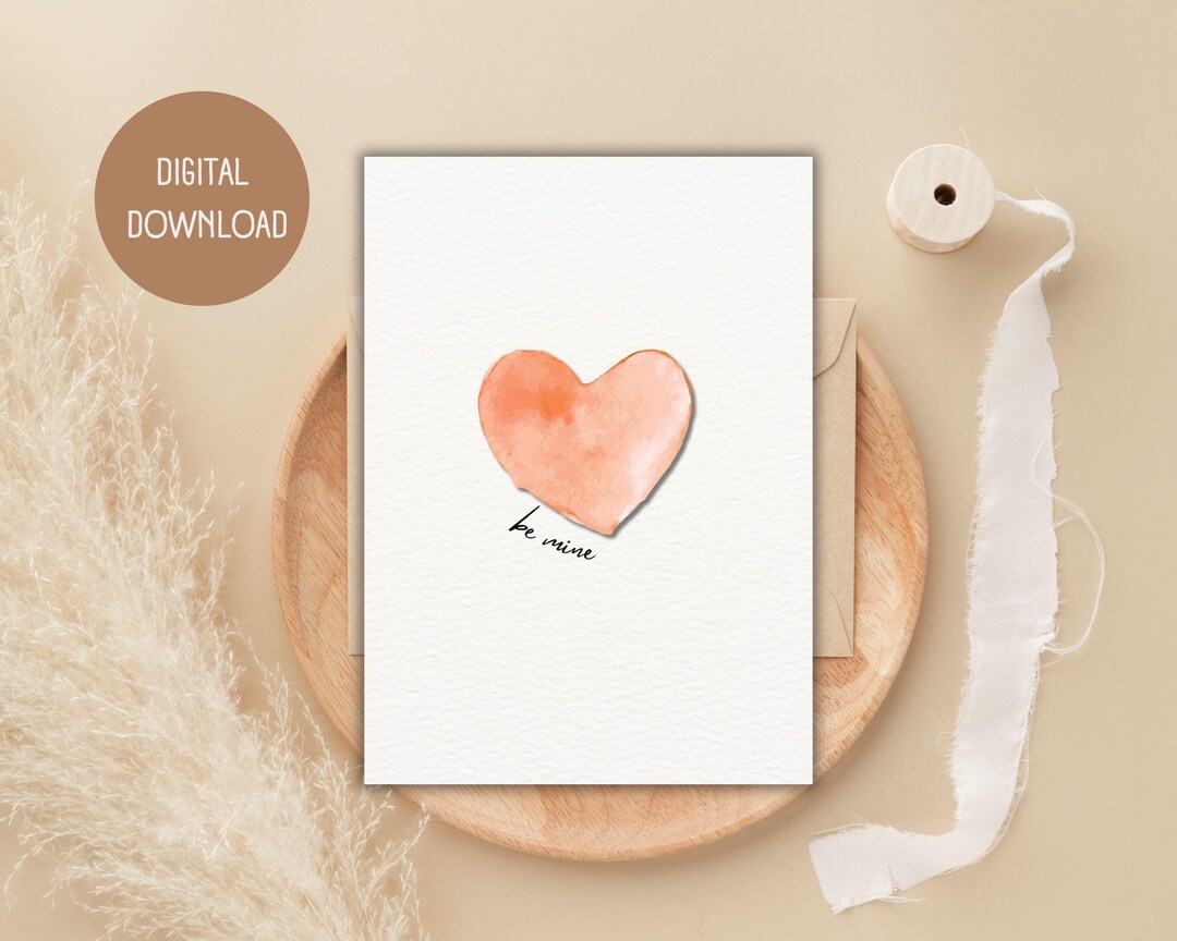 Be Mine Heart Card, Small Heart, Valentines Card, Heart Outline, Heart ...