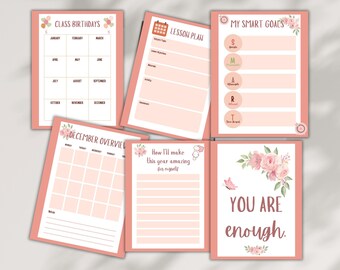 Printable Teacher Planner 2024-2025 Teacher Binder Light Daisy Planner ...