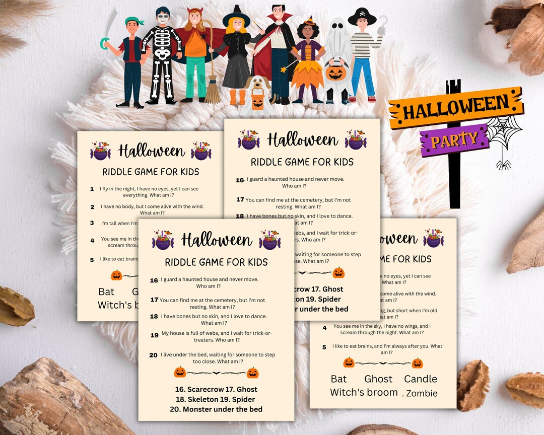 Spooky Halloween Riddles for Kids Printable 2024 Halloween Game Family ...