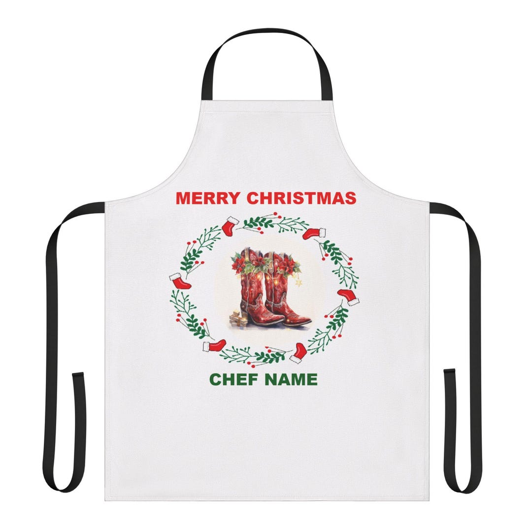 Personalized Christmas Red Boots Apron, Holiday Cooking Kitchen Costume ...